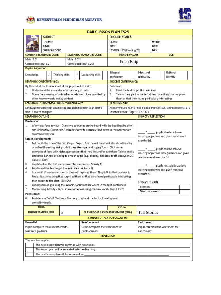 9. BI Y6 LP TS25 (Unit 9 - What's Your Opinion - LP 129-144) | PDF | Lesson Plan | Teachers