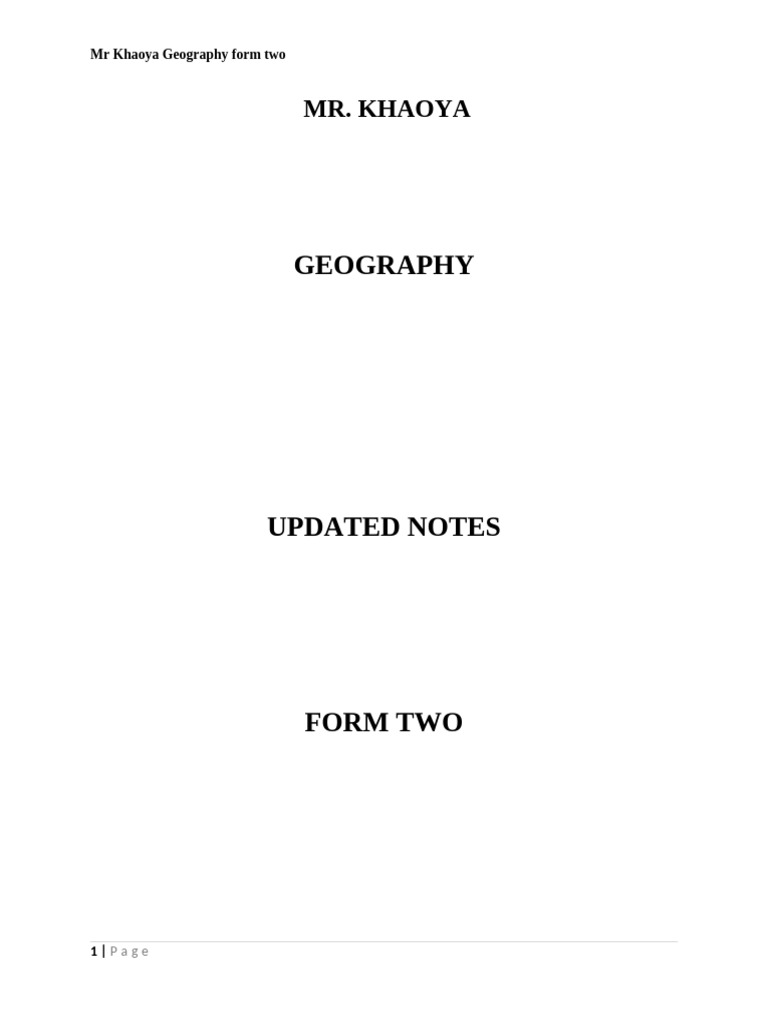 Geog Bk2 - Mr. Khaoya Geography Form Two. | PDF | Plate Tectonics ...