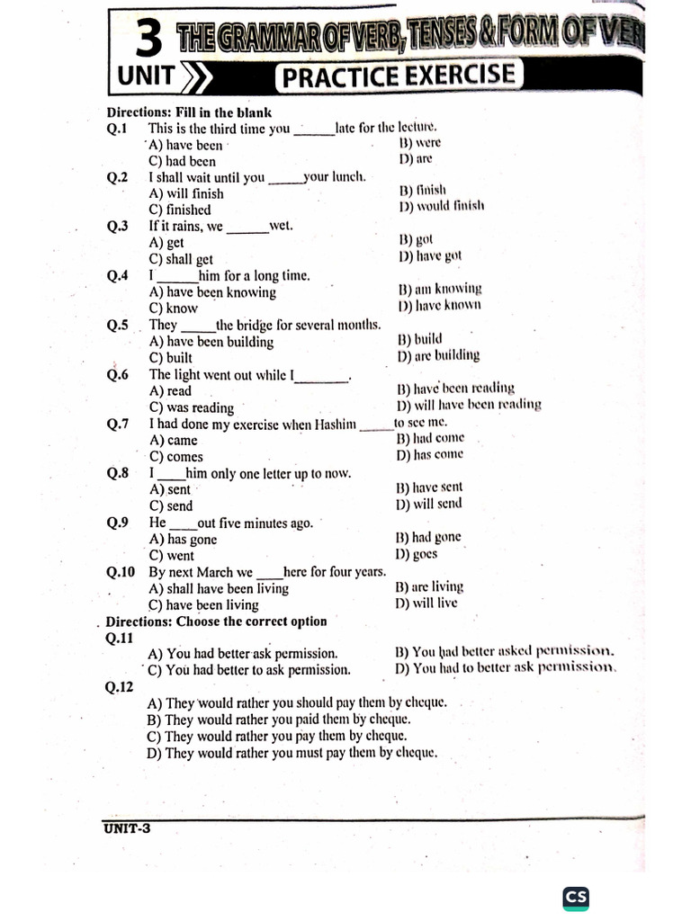 Unit 3 The Grammar of Verb, Tenses & From of Verb | PDF