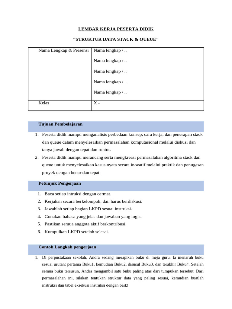 LKPD Stack & Queue | PDF