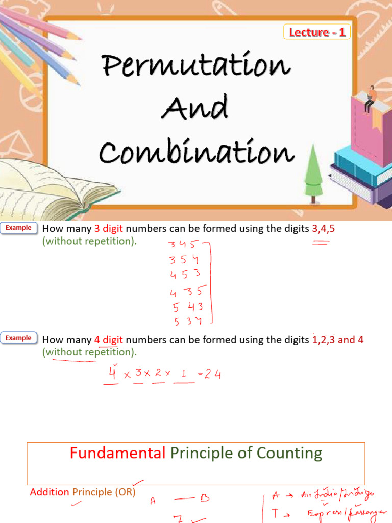 Lecture 1 Permutation and Combination | PDF | Combinatorics | Mathematical Concepts