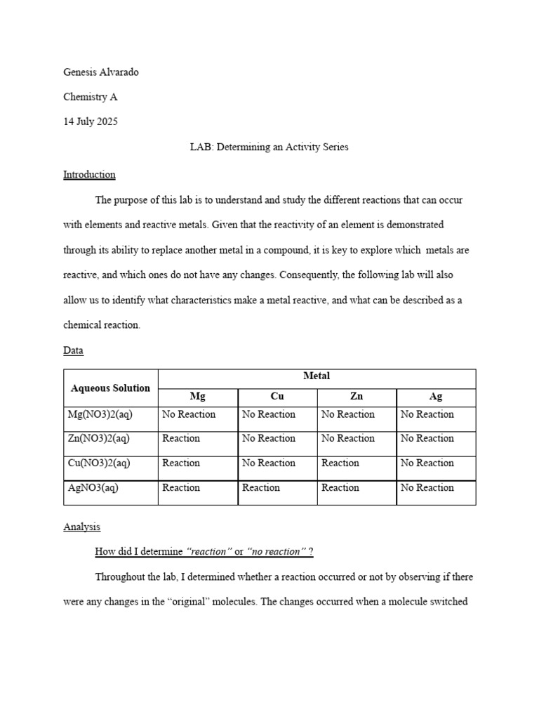 LAB - Factors That Affect Reaction Rates | PDF | Chemical Reactions ...