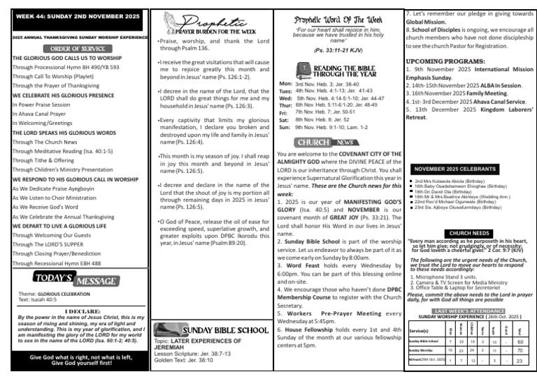 2nd Nov Bulletin'25 - 071331 | PDF | Glory (Religion) | Jesus