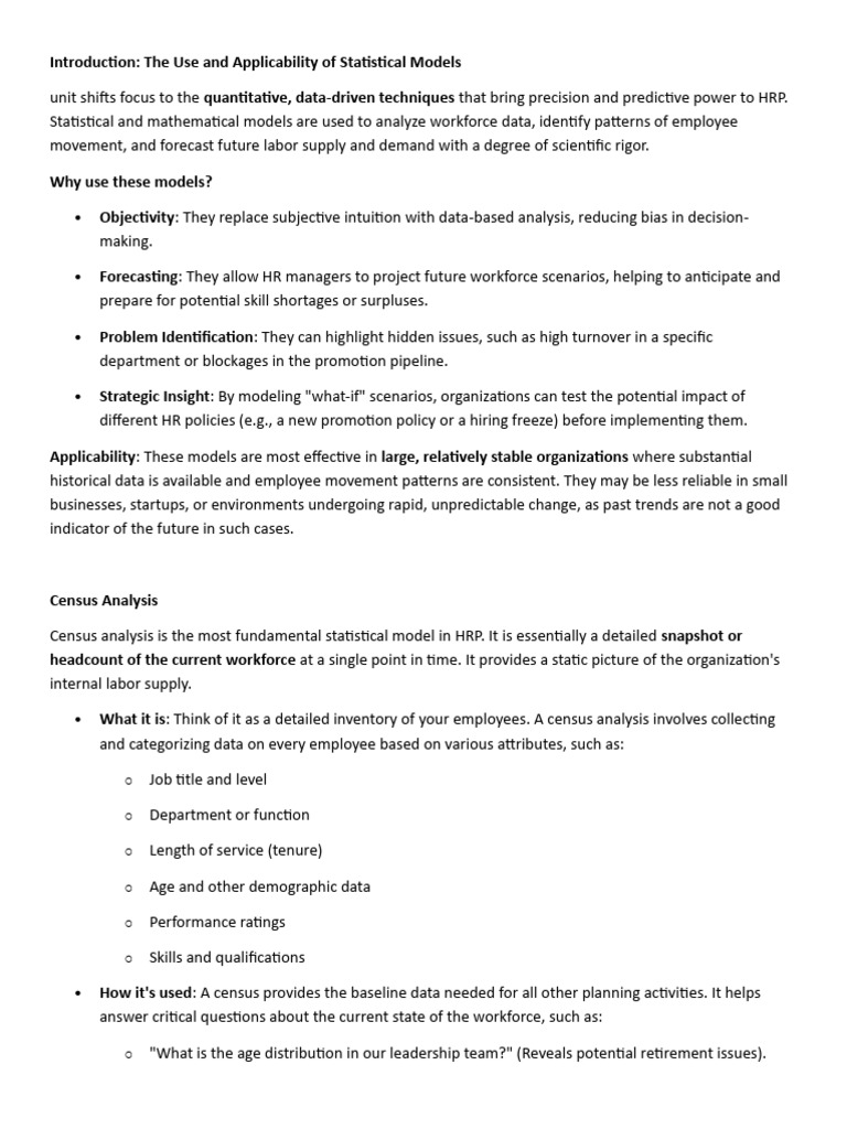 Statistical Models in HR Planning | PDF | Markov Chain | Forecasting