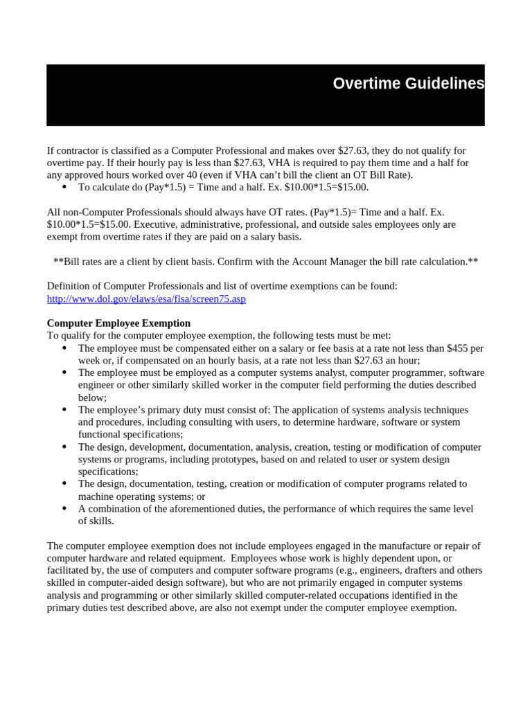 Overtime Guidelines 12.03.12 | PDF | Overtime | Employment