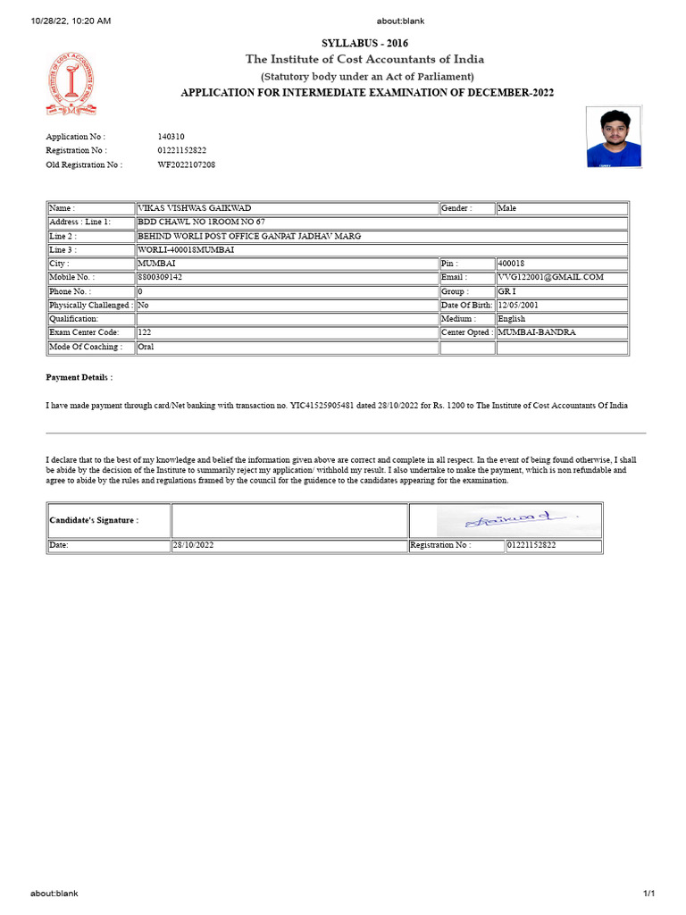 Exam Form Cma Intermediate | PDF