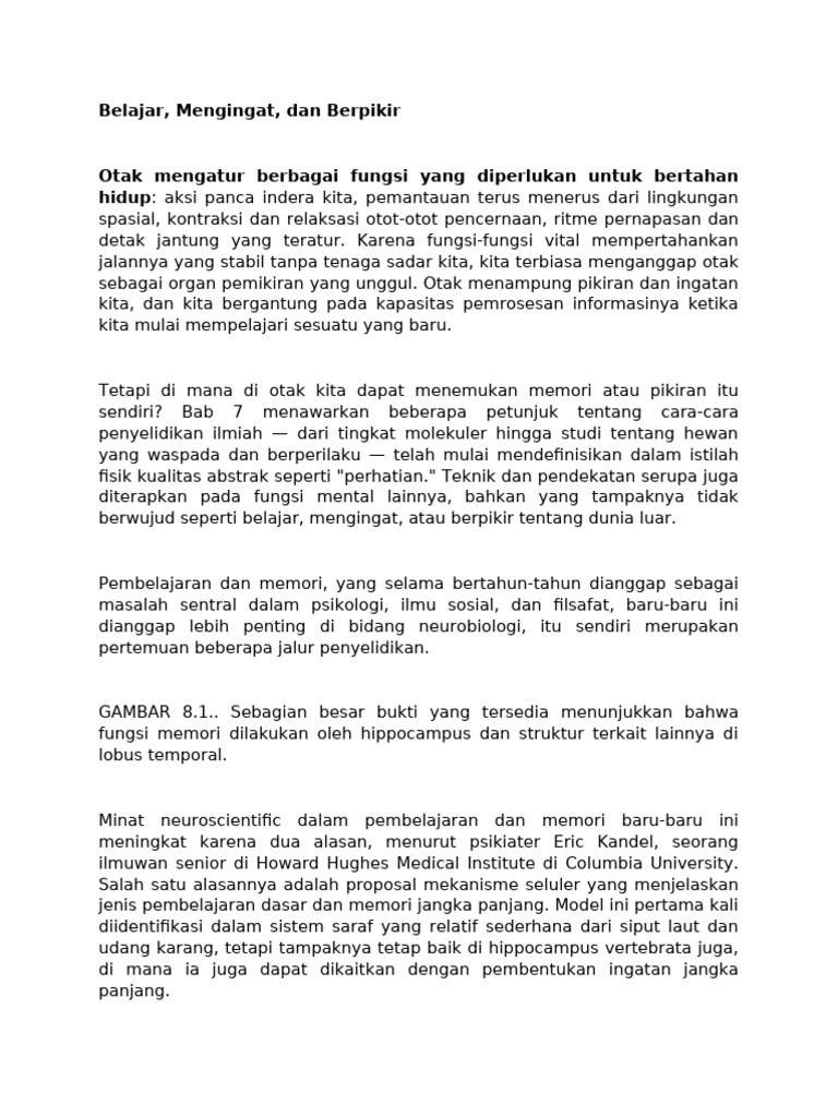 Brain Learning Memorizing Terjemahan | PDF