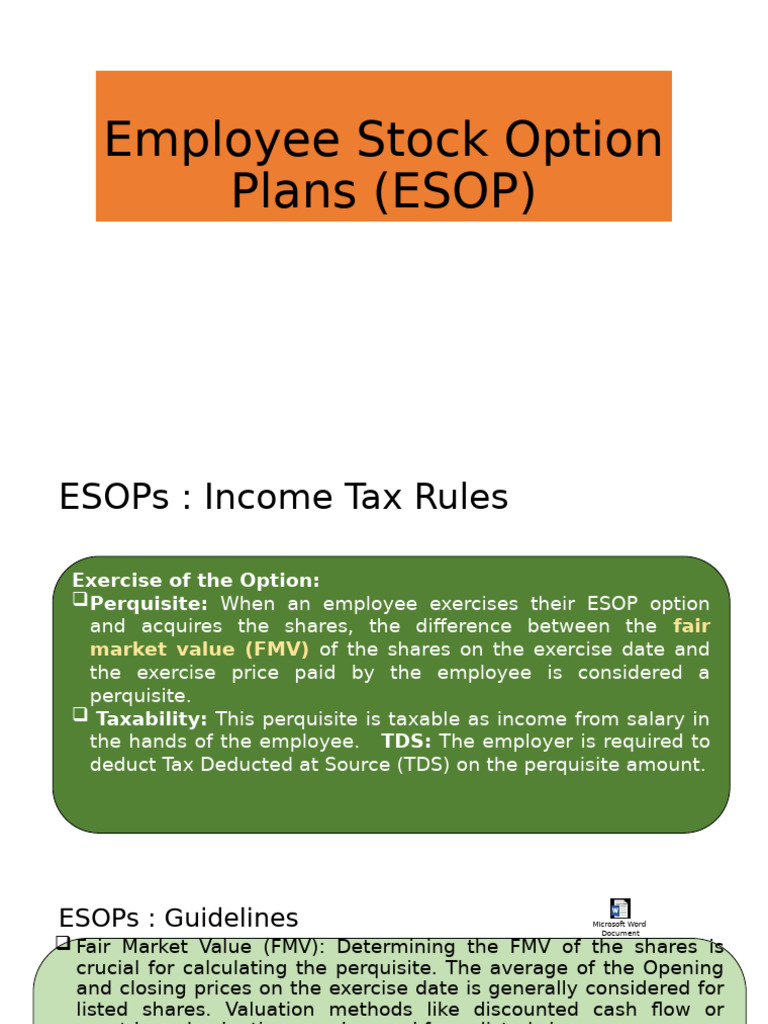 ESOP Tax Rules and Guidelines Explained | PDF