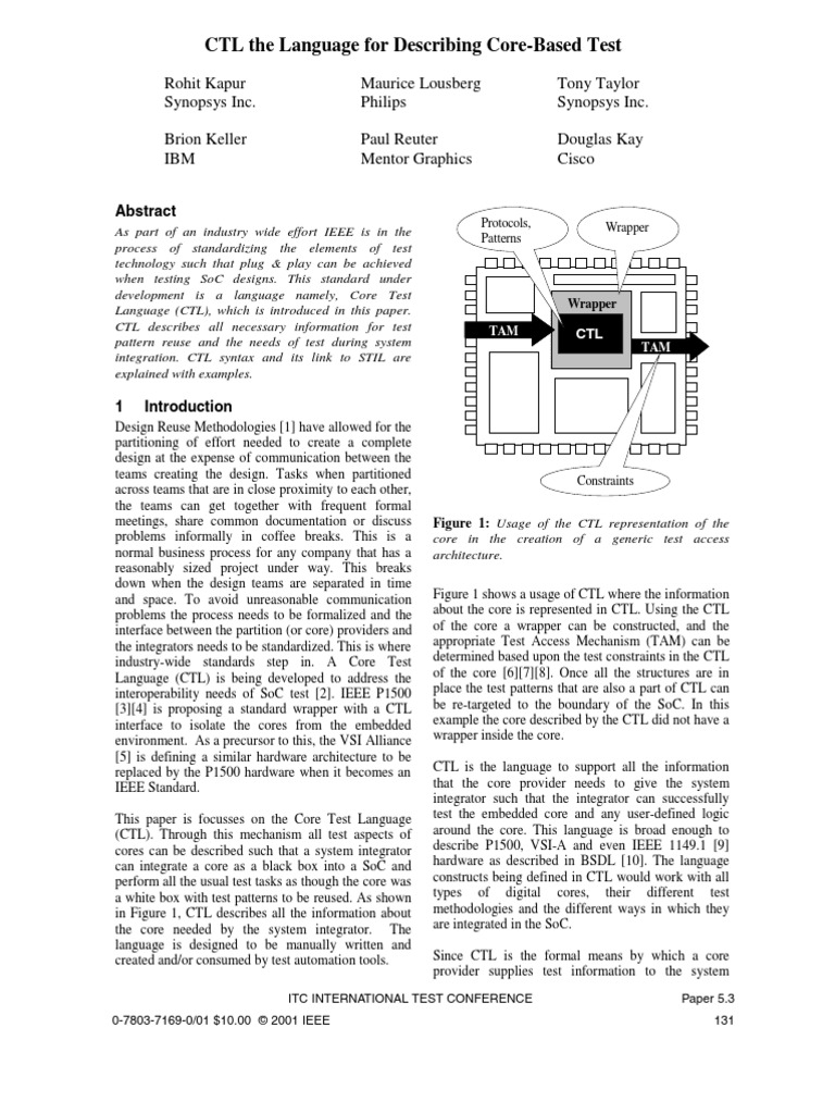 CTL The Language For Describing Core-Based Test | PDF | Signal ...