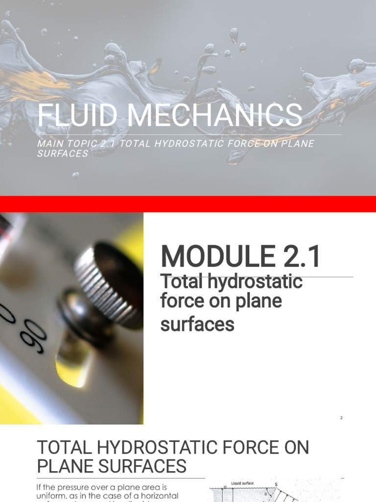 Main Topic 2.1 Total Hydrostatic Force On Plane Surfaces1 | PDF