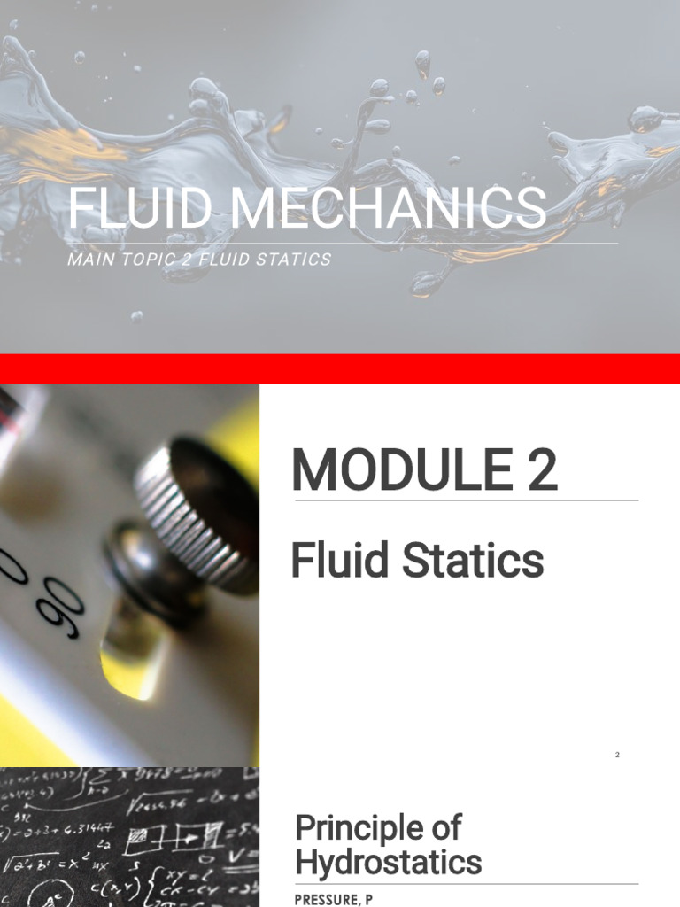 Main Topic 2 Fluid Statics Annotated (Module 2) | PDF | Pressure Measurement | Pressure