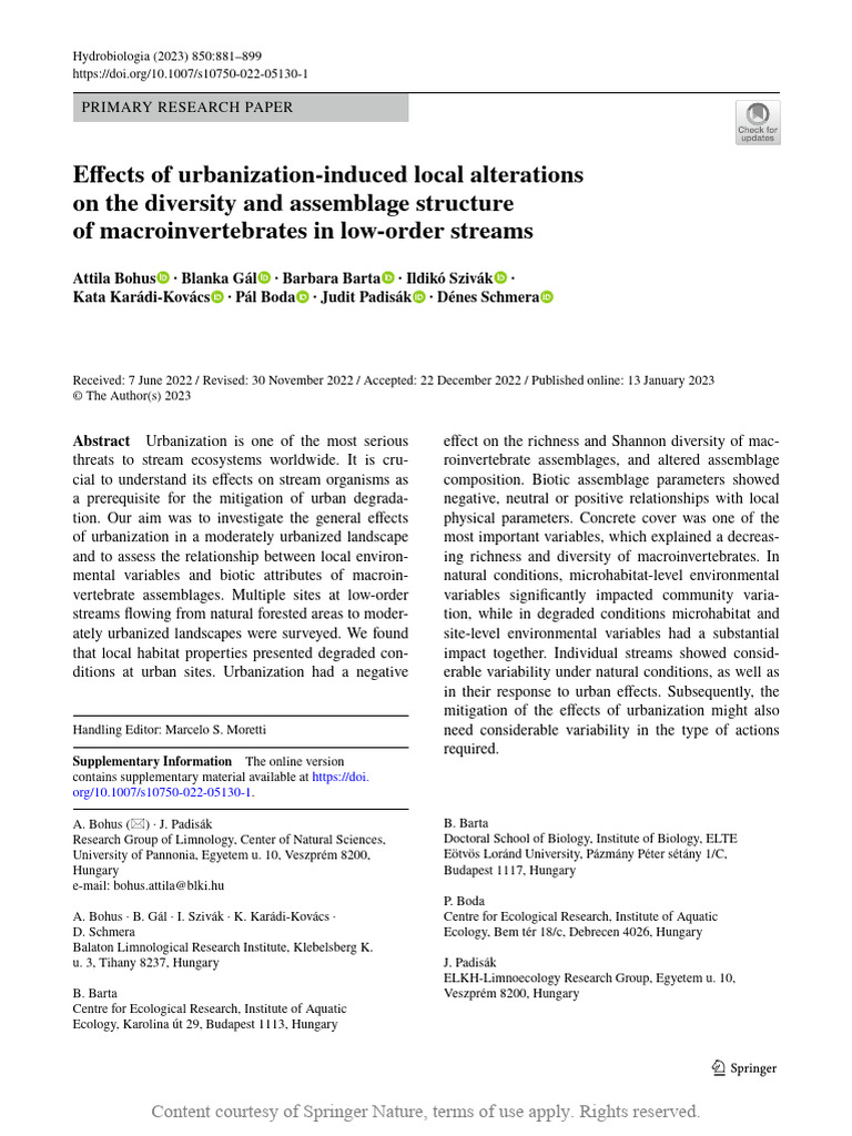 Effects of Urbanization-Induced Local Alterations | PDF | Environmental ...
