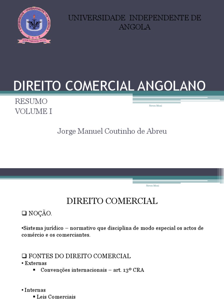 Direito Comercial Angolano | PDF | Virtude | Informação governamental