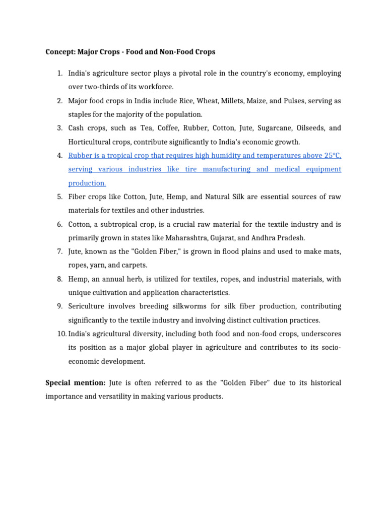 Concept - Major Crops - Food and Non-Food Crops | PDF