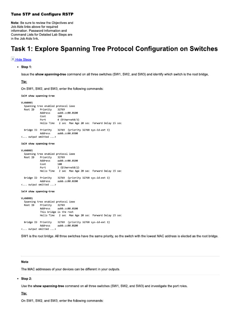 Lab4-Tune STP and Configure RSTP | PDF