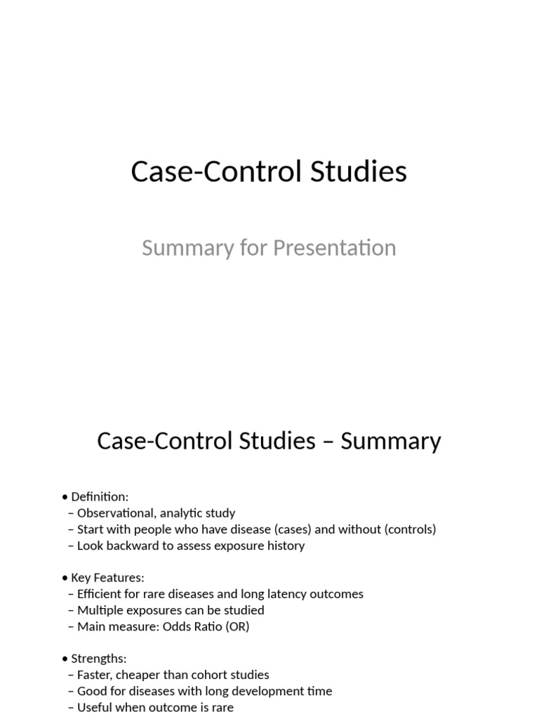 Case Control Studies Summary | PDF