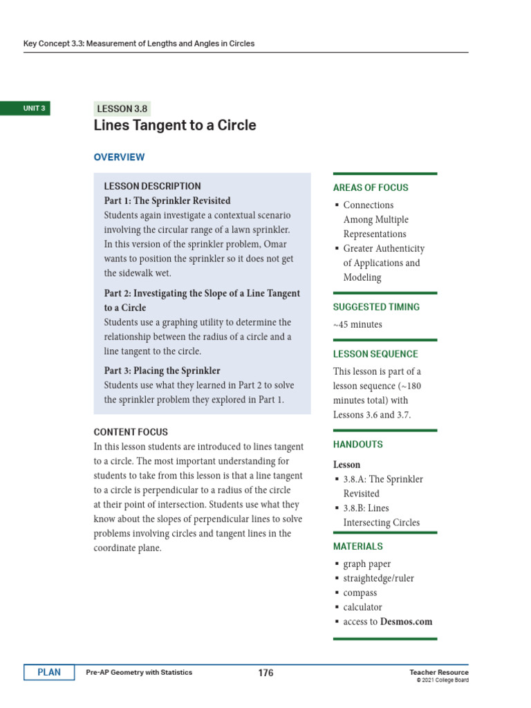 3.8 Lines Tangent To A Circle | PDF | Circle | Line (Geometry)