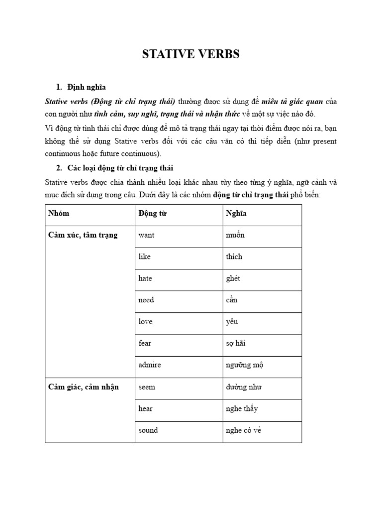 Stative Verb | PDF