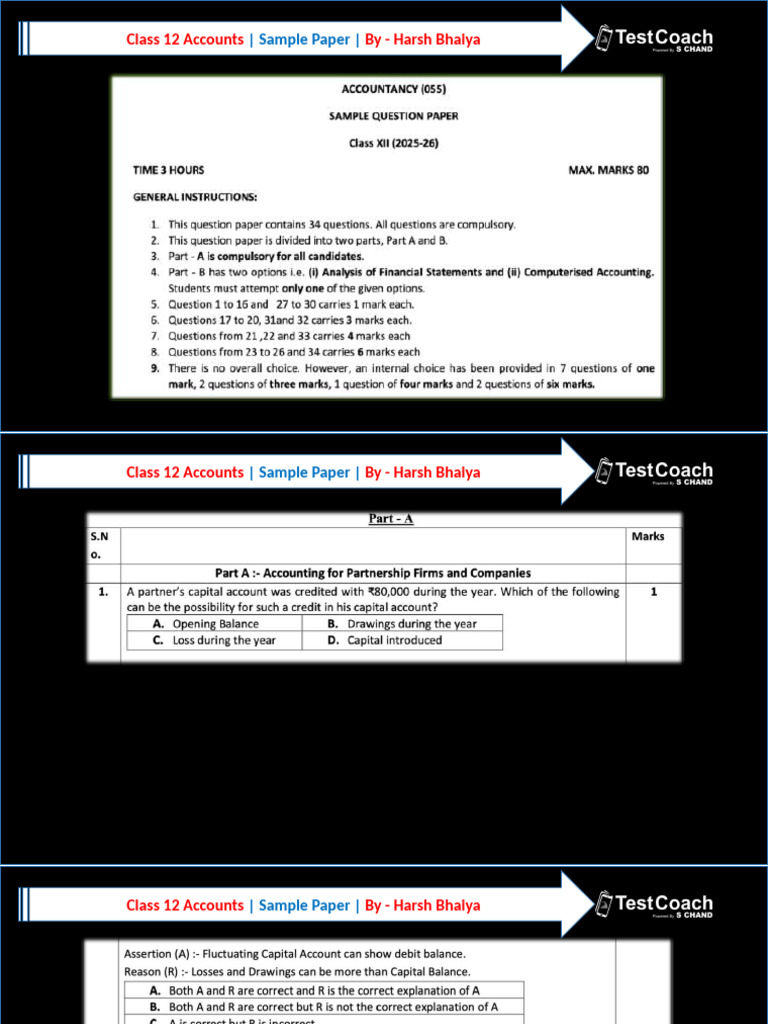 Class 12 Accounts Sample Paper Guide | PDF