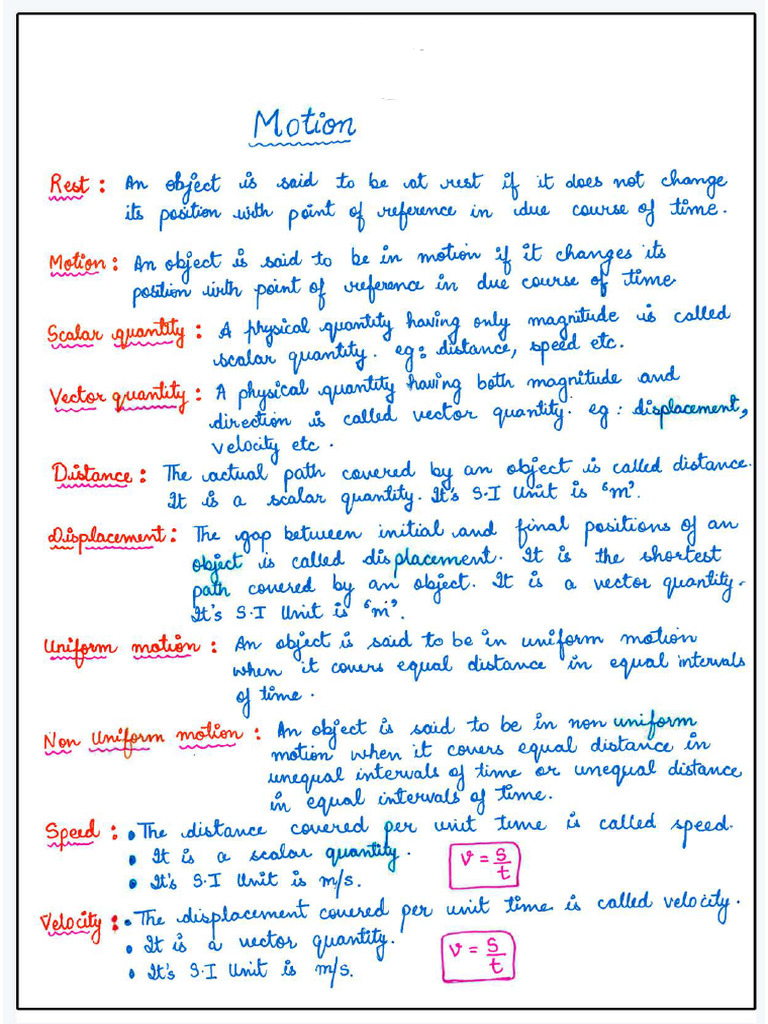 Motion - Handwritten Notes | PDF
