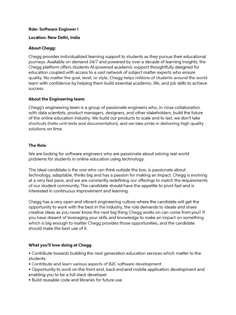 JD - Software Engineer I (ECAP) | PDF