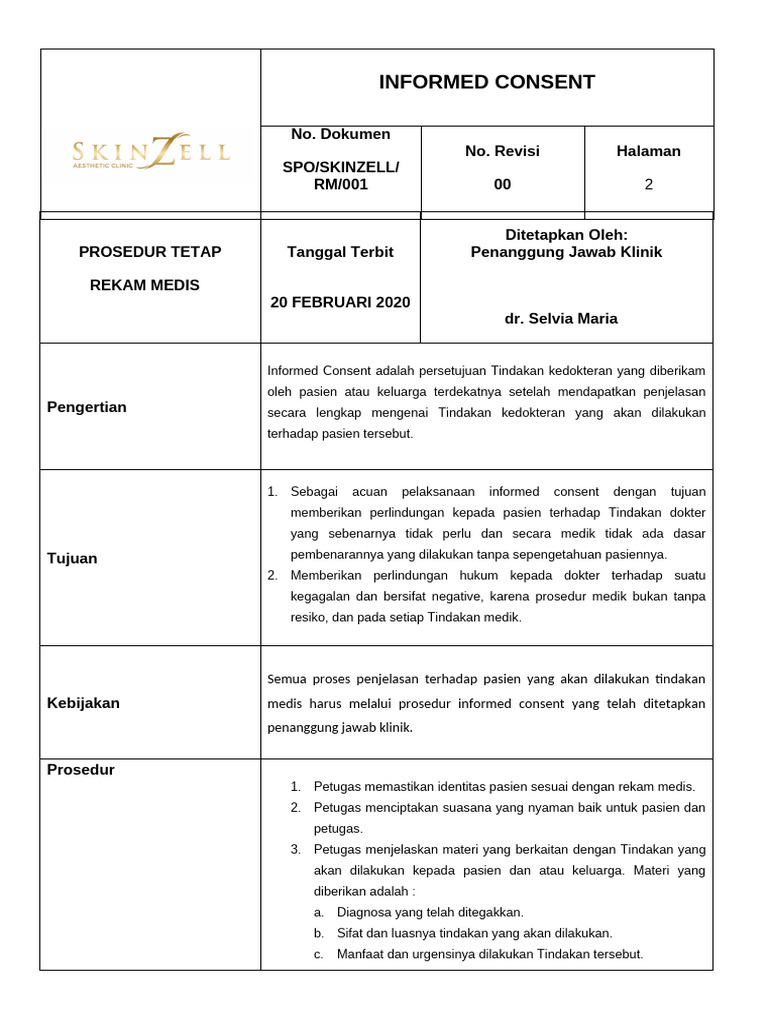 SOP - INFORMED CONSENT (SPO-SKINZELL-RM-001) | PDF