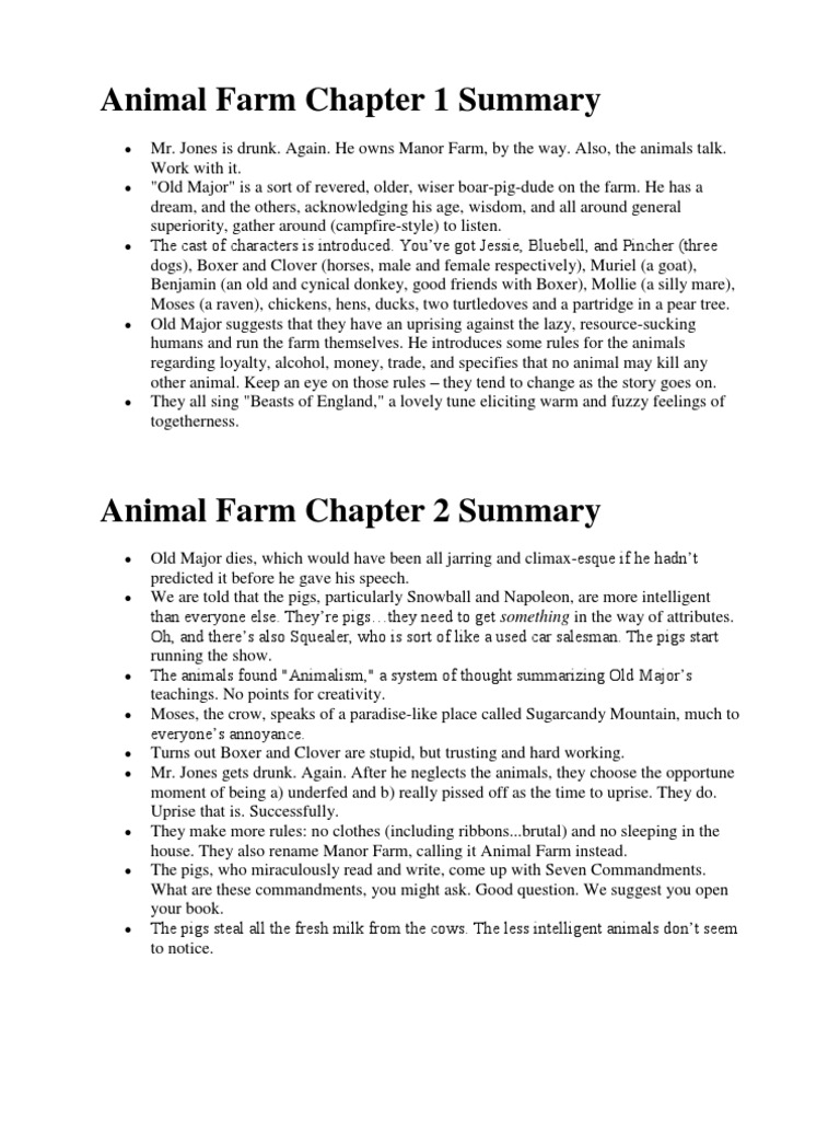 Animal Farm Chapter 1-10 Summary | PDF
