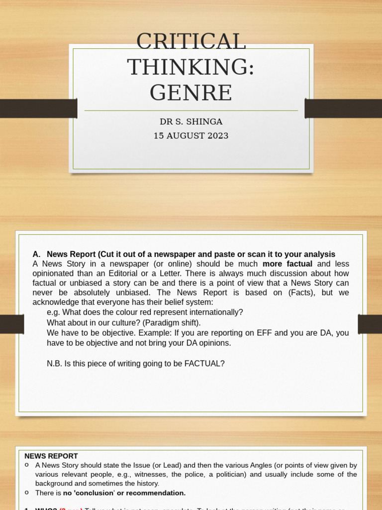 Critical Thinking in News Reporting | PDF