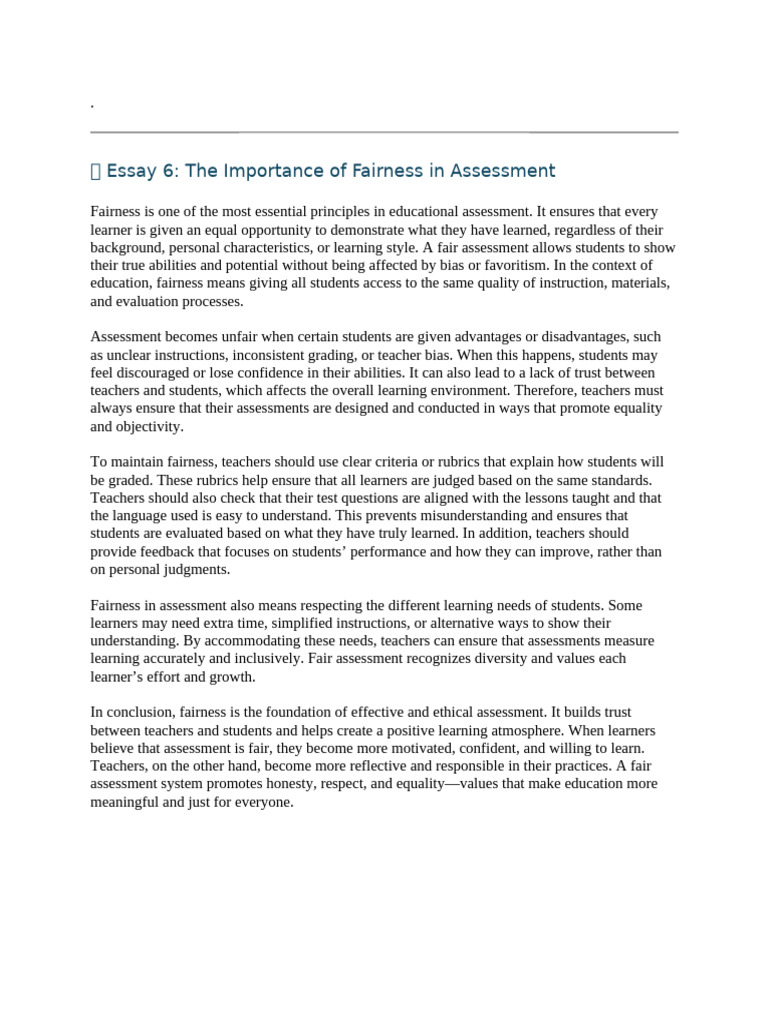Importance of Fairness in Assessment | PDF | Educational Assessment ...