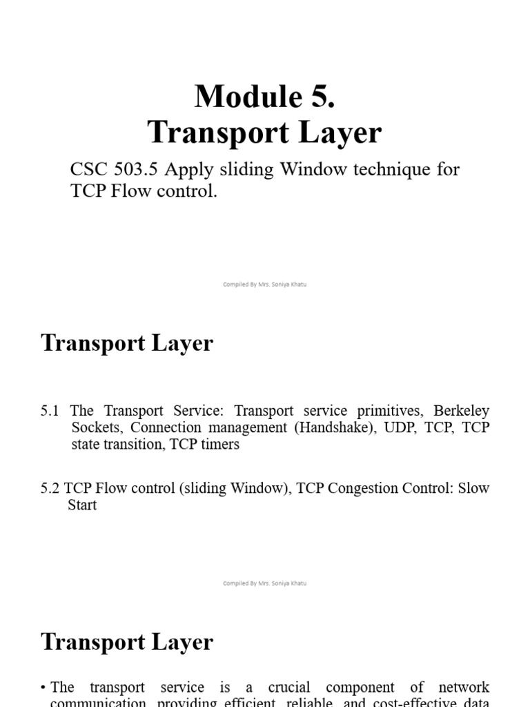 Module 5 - Transport Layer 2025-26 | PDF | Transmission Control Protocol | Port (Computer ...