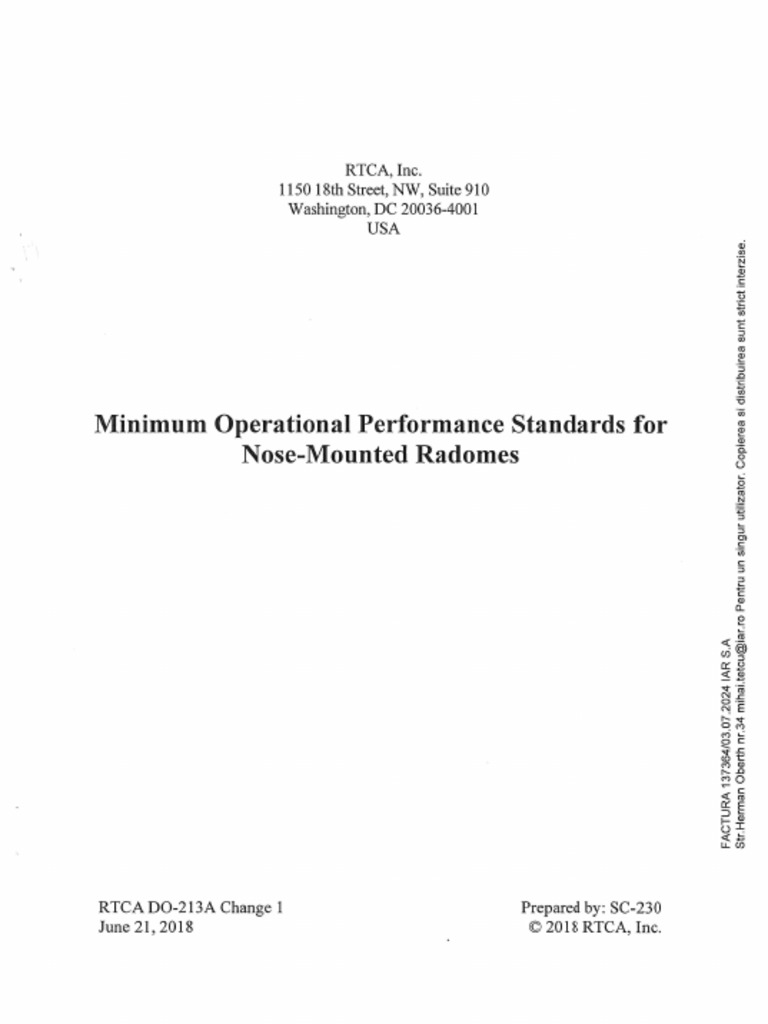 DO-213A - Minumum Operational Performance Standards For Nose-Mounted ...