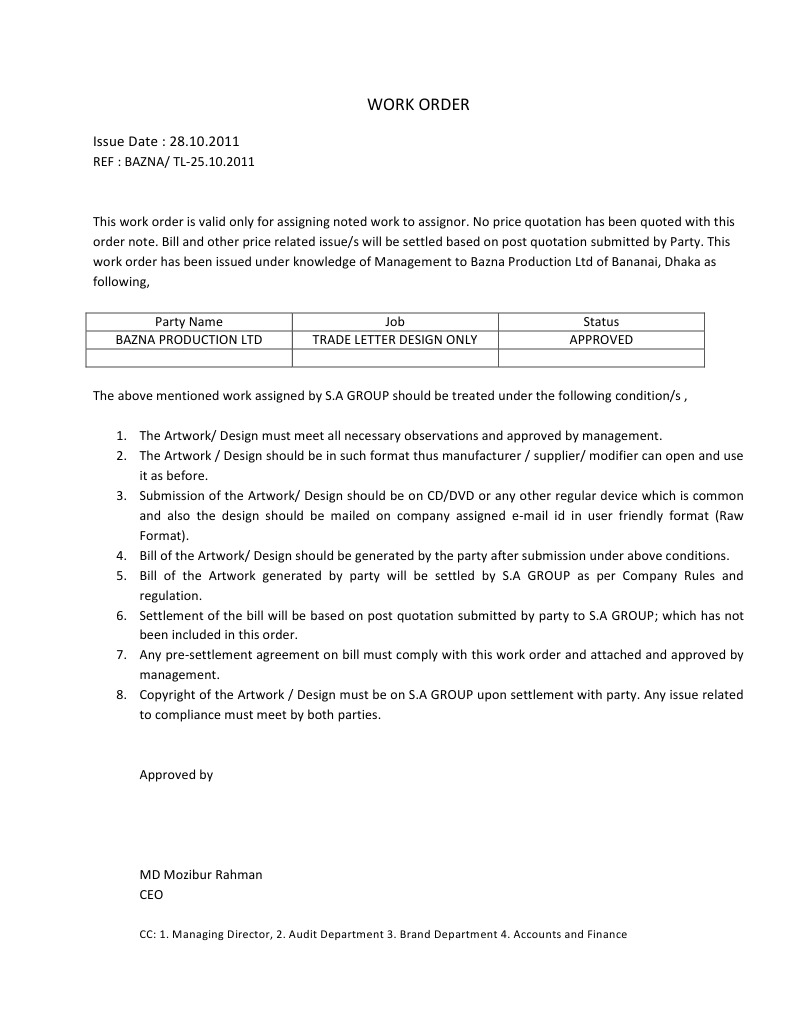 Work Order | PDF | Government Information | Business Law