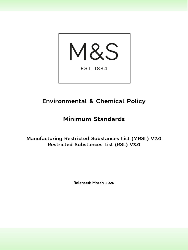 MRSL Compliance Guidelines for Suppliers | PDF | Textiles | Regulatory ...