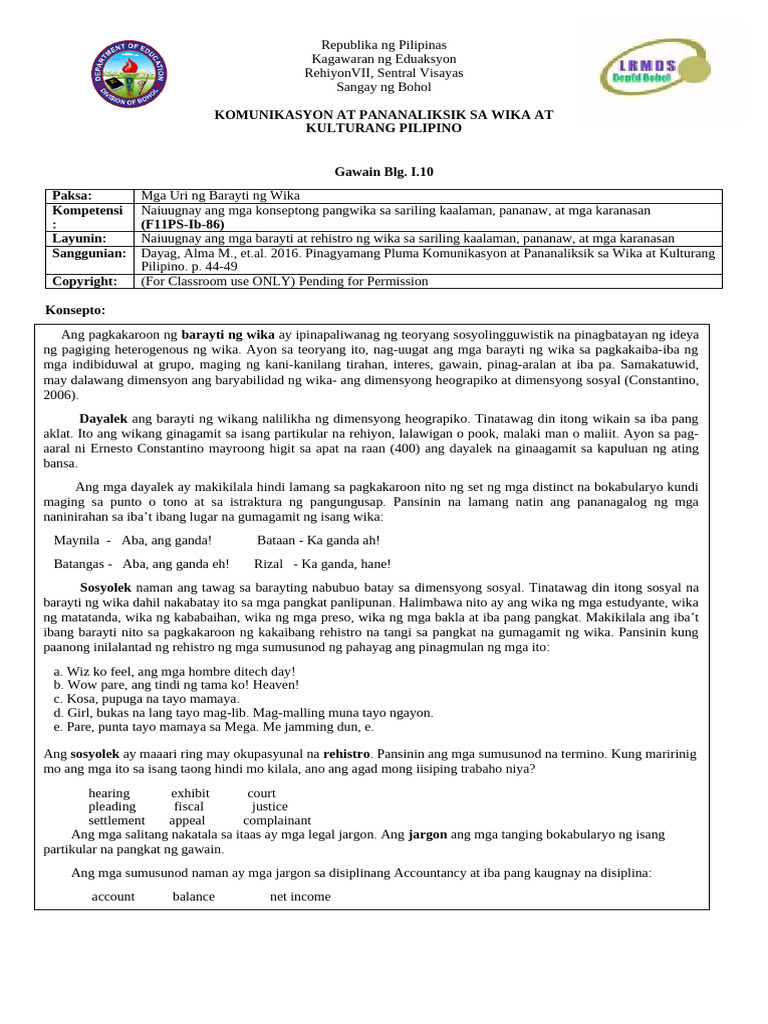 Fil-11-Komunikasyon Q1 LAS Wk4 | PDF