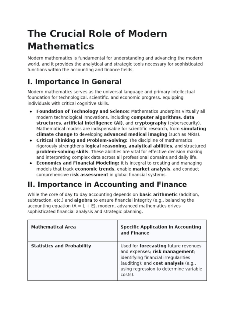 Modern Mathematics Is Crucial Both Generally For... | PDF | Mathematics ...