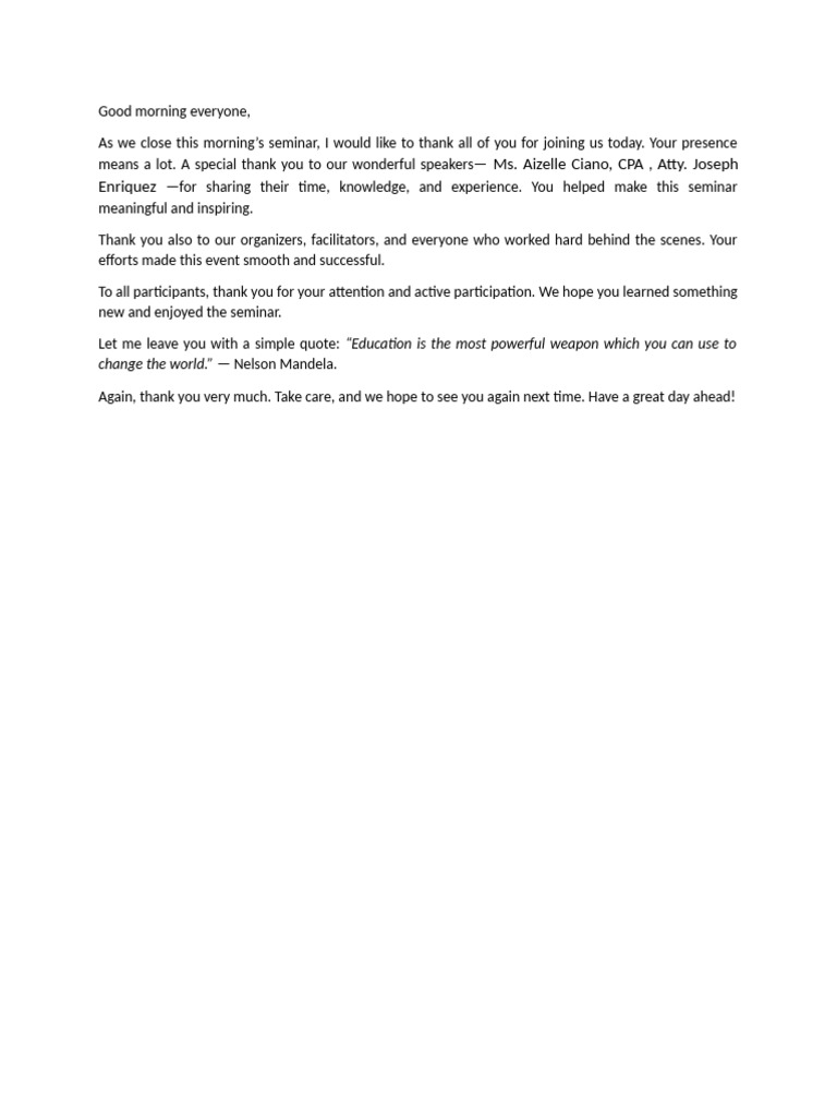 Closing Remarks | PDF
