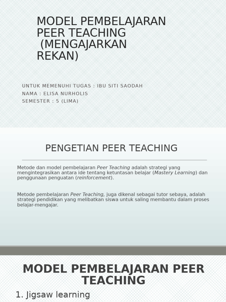 Metode Pembelajaran Peer Teaching | PDF
