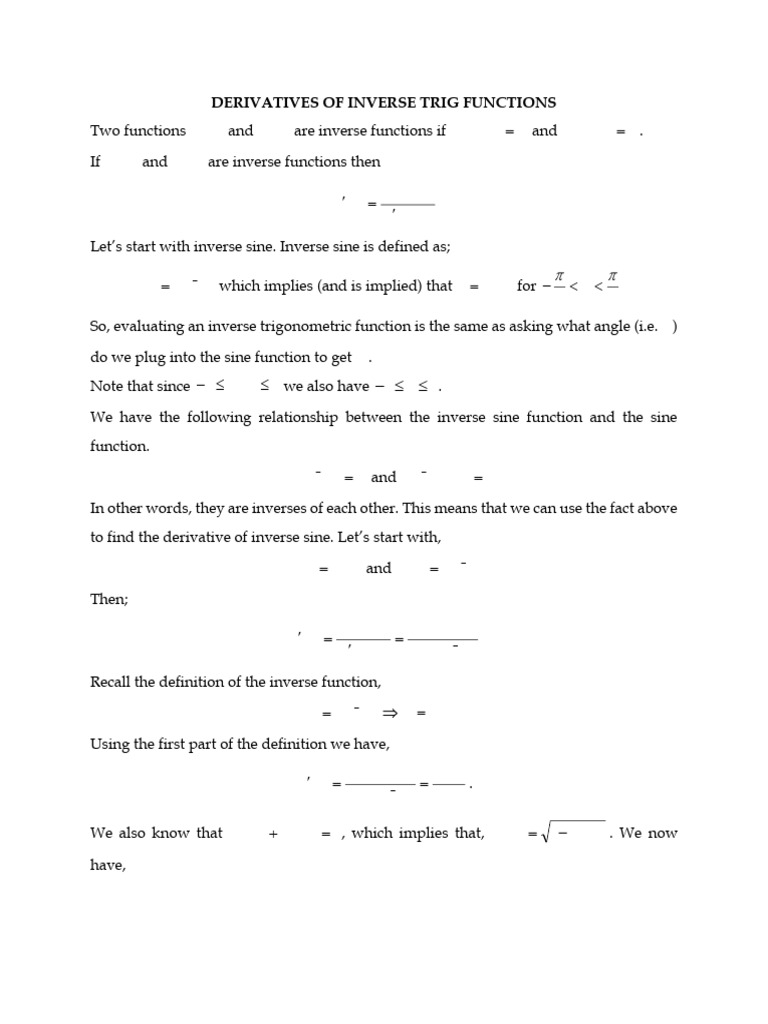 Inverse Trigonometric Functions | PDF | Trigonometric Functions ...