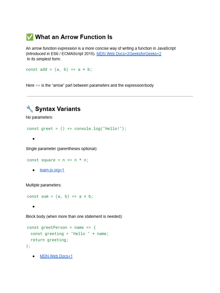 Arrow Function Is | PDF | Parameter (Computer Programming) | Java Script