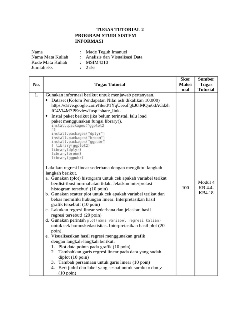 862607592 Tugas Tutorial 2 Analisis Dan Visualisasi Data MSIM4310 | PDF