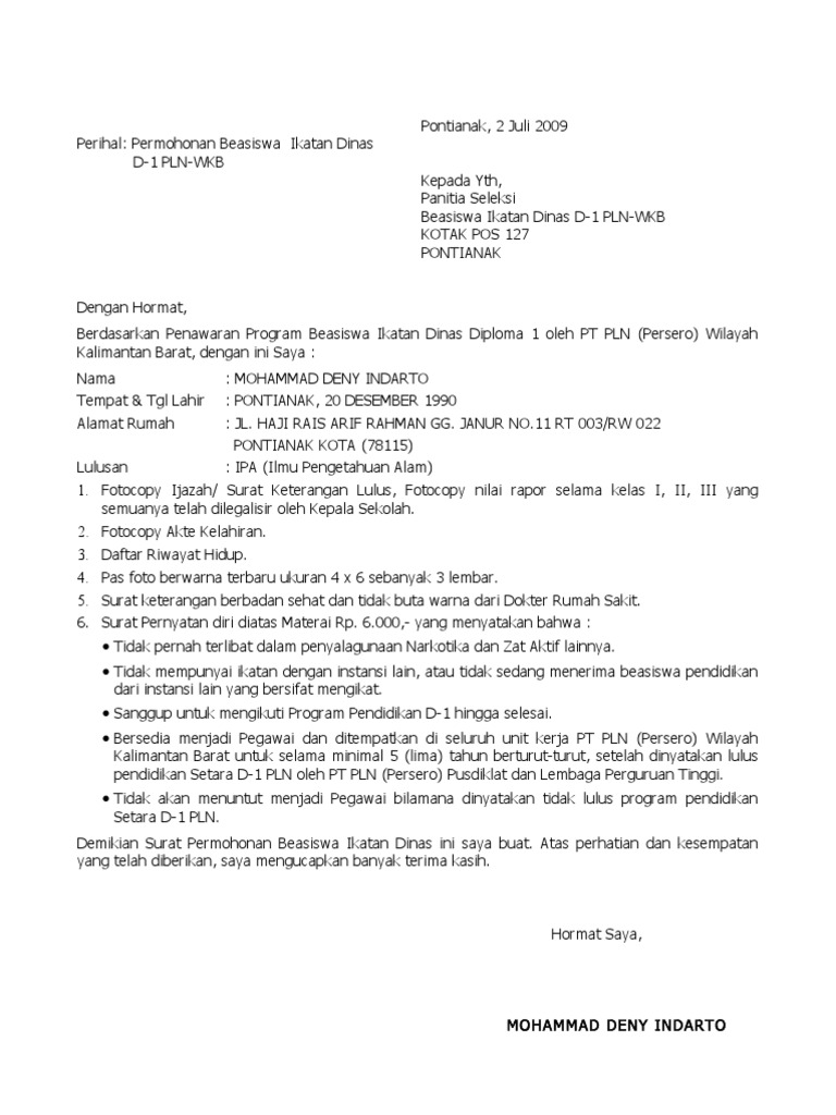 Contoh Surat Permohonan | PDF