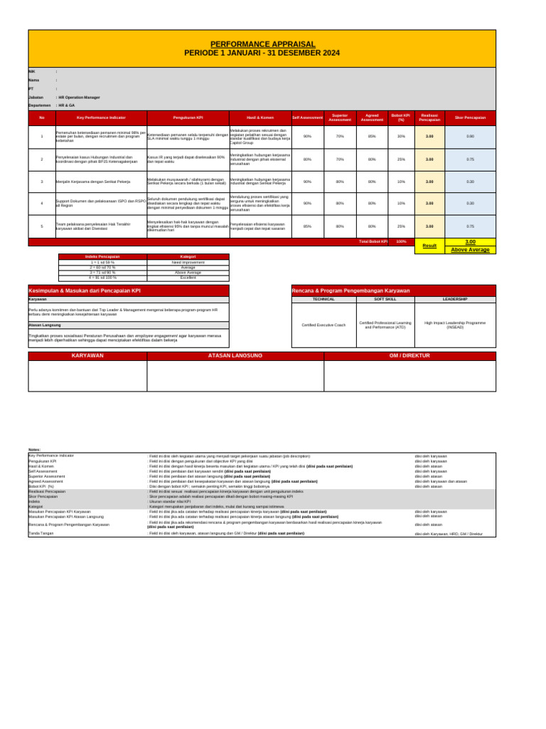 Kpi Form Template | PDF