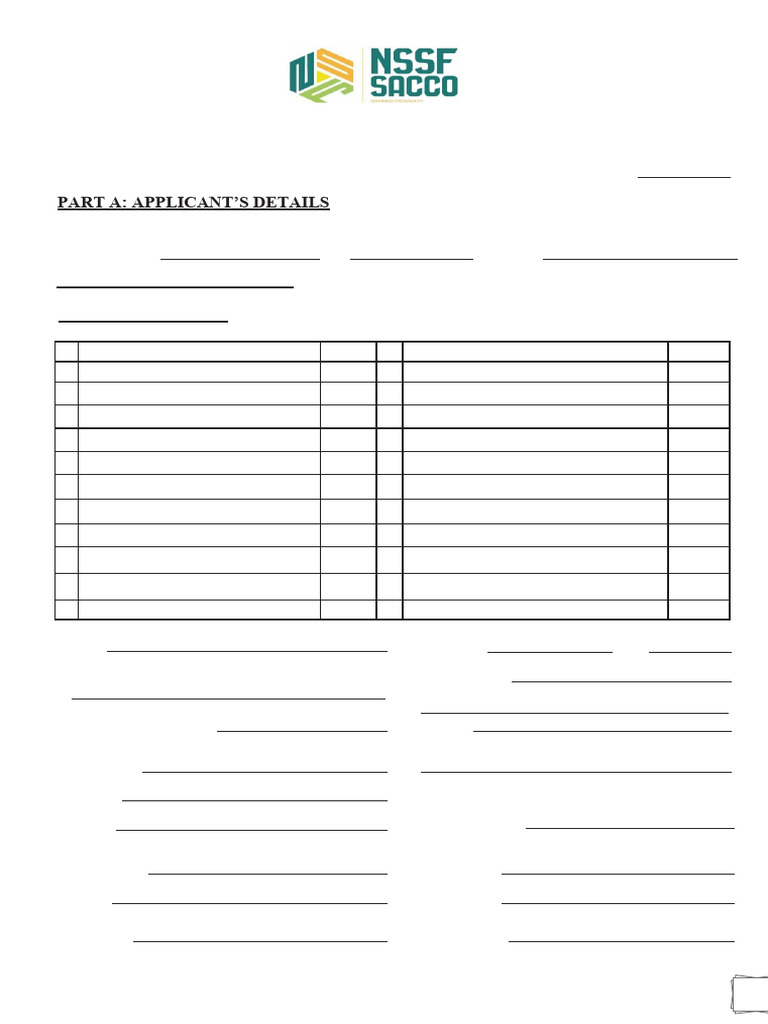 NSSF Sacco Loan Form 2025-1 | PDF | Debt | Loans