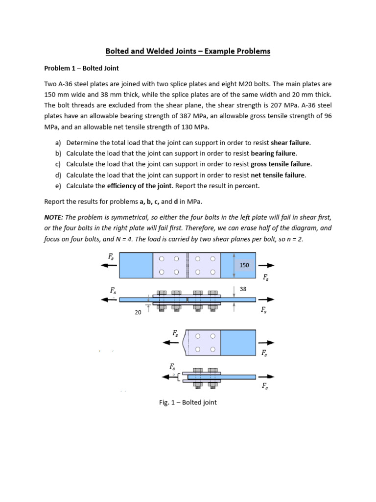 Bolted and Welded Joints - Example Problems-1 | PDF | Welding ...