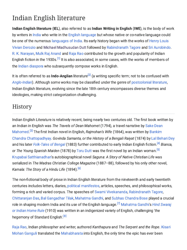 Indian English Literature - Wikipedia | PDF | Indian Literature ...
