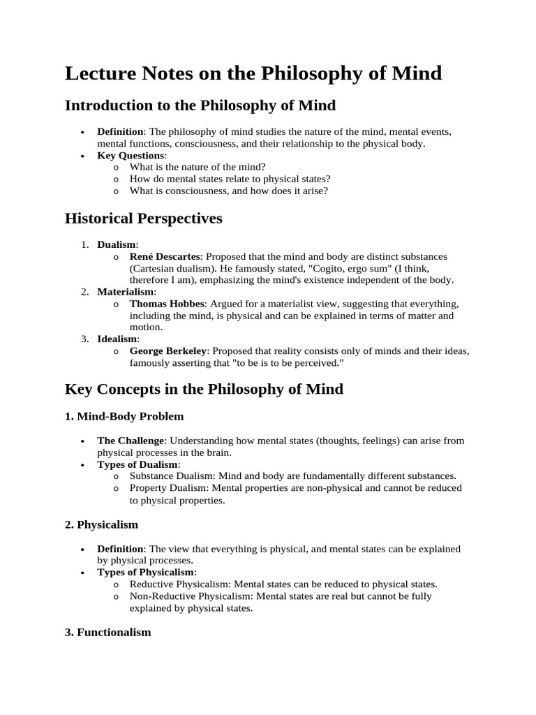 Philosophy of Mind: Key Concepts & Issues | PDF | Philosophy Of Mind | Mind