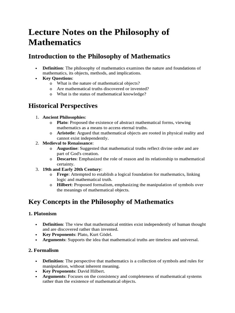 Philosophy of Mathematics Overview | PDF | Mathematics | Truth