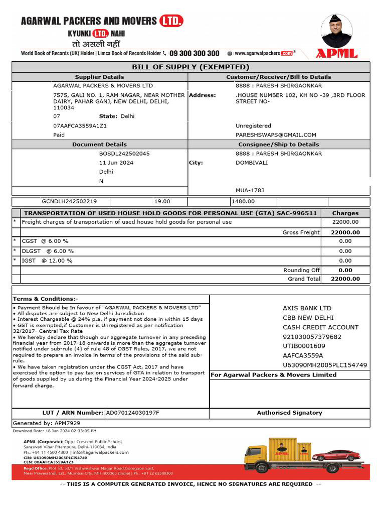 Converted Agarwal Invoice | PDF