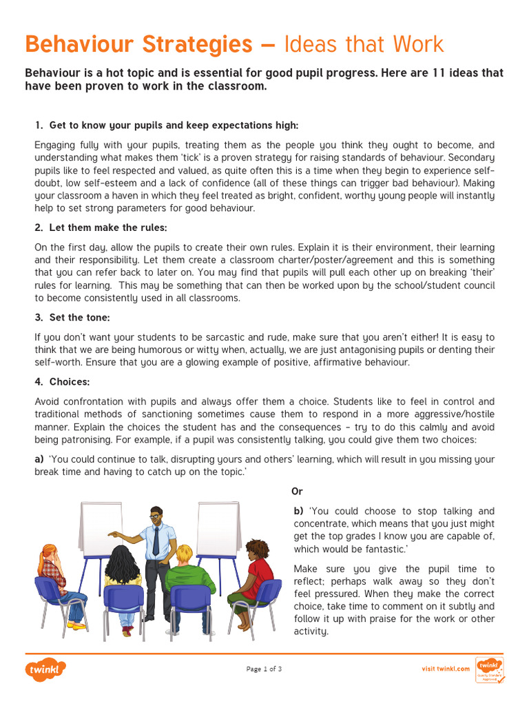 t3 C 52 Strategies For Behaviour Management Secondary Students Teaching ...