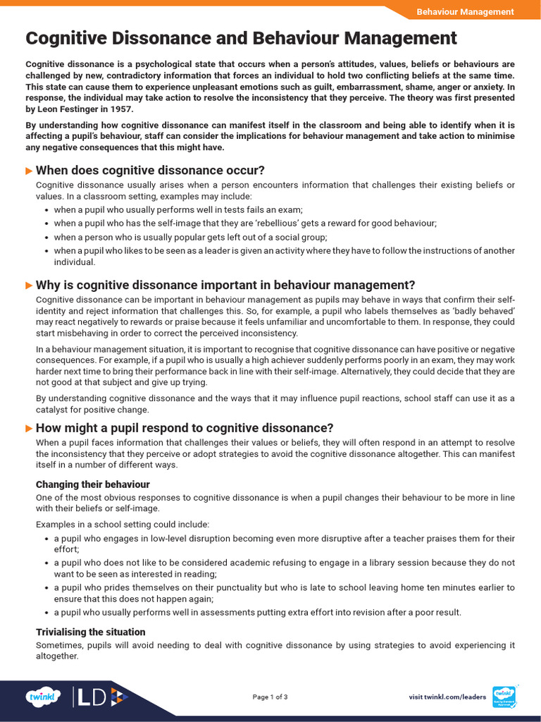 T SLT 1680513305 Addressing Cognitive Dissonance Ver 1 | PDF | Self ...